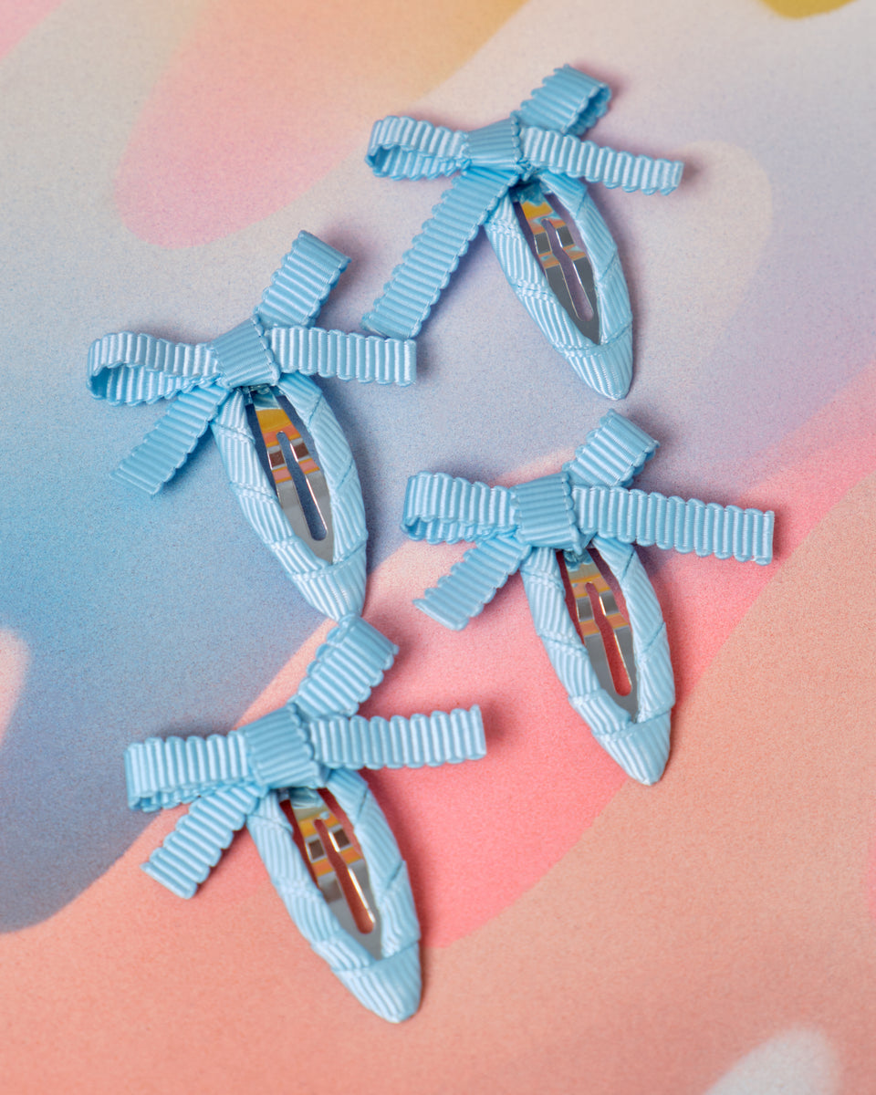 Baby Blue Mini Bow Snap Clips - Set of 4 – Crush