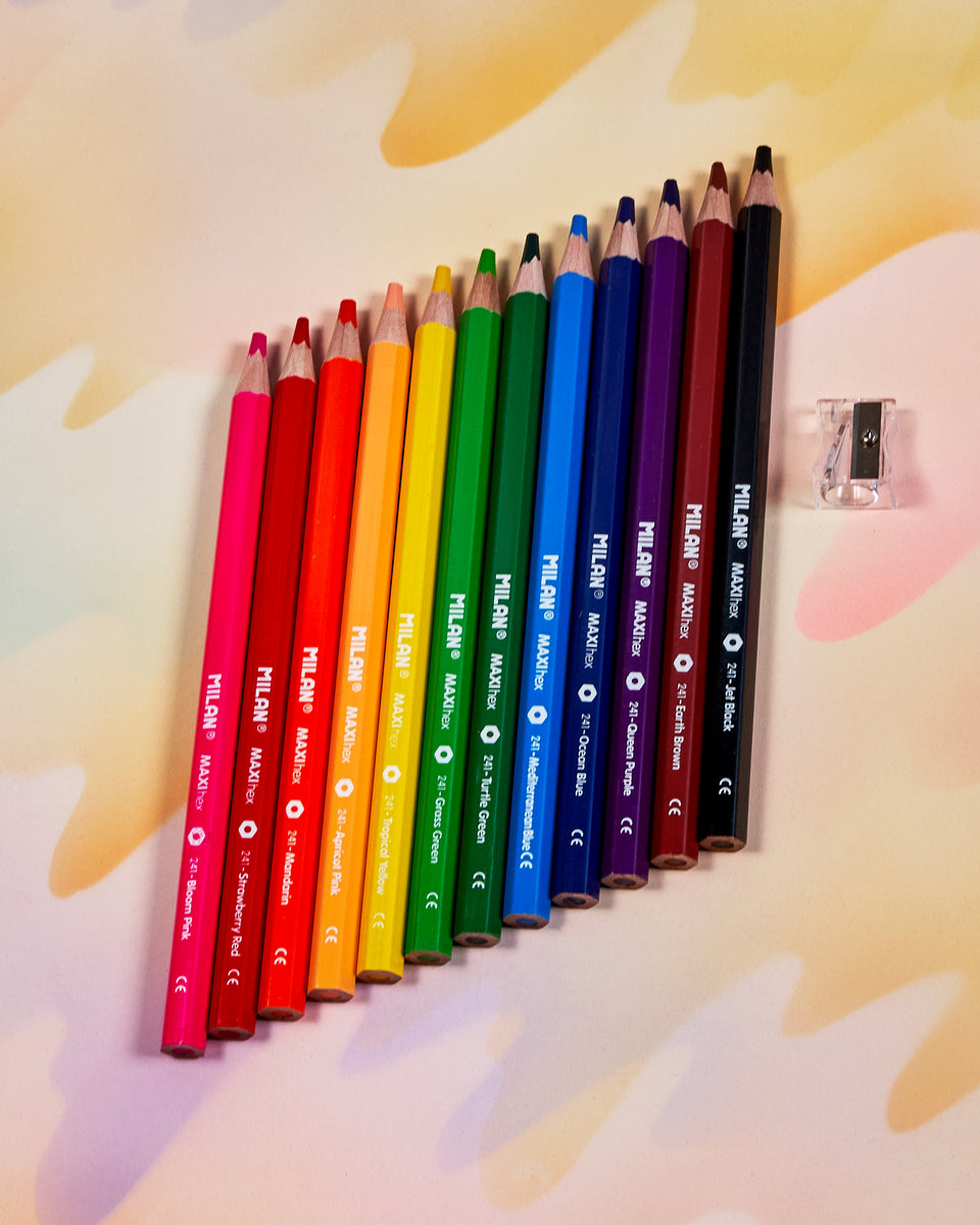Milan Kids' Maxi Grip Colored Pencil Set of 12 – Crush
